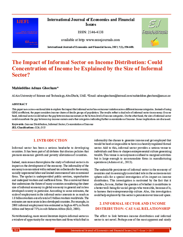 (PDF) The impact of informal sector on income distribution: Could ...