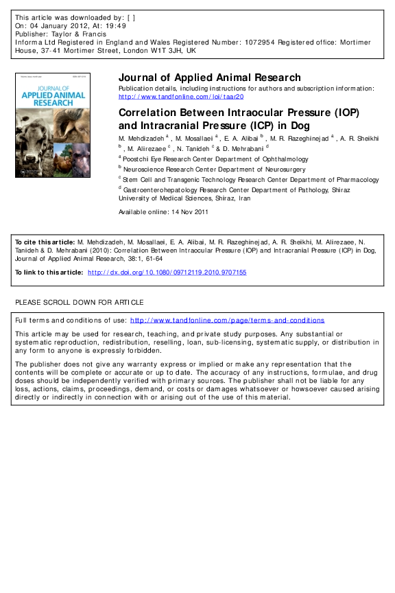 (PDF) Correlation Between Intraocular Pressure (IOP) and Intracranial ...
