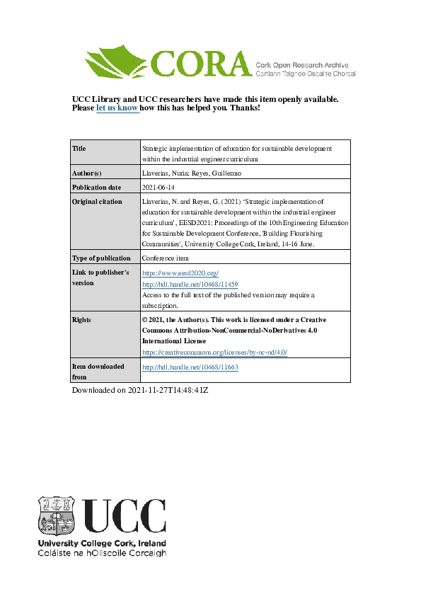 (PDF) Strategic Implementation of Education for Sustainable Development ...