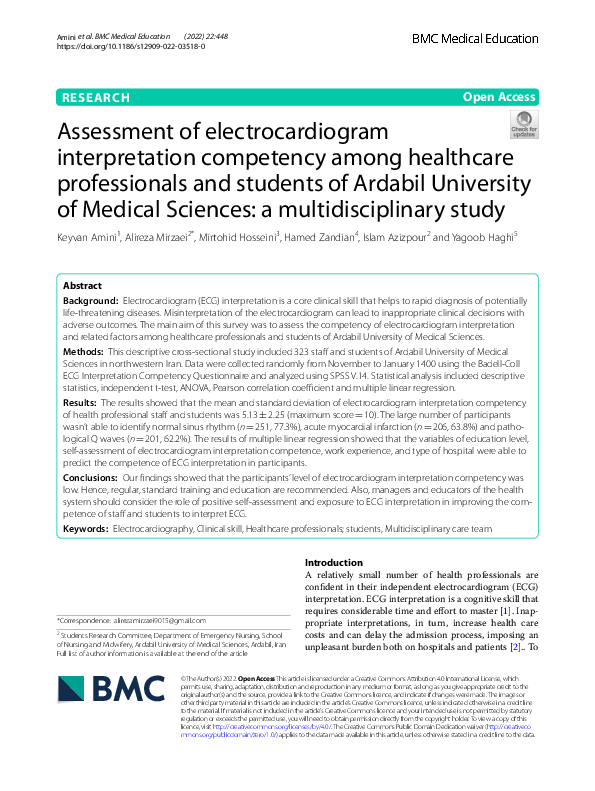 (PDF) Assessment of electrocardiogram interpretation competency among healthcare professionals ...