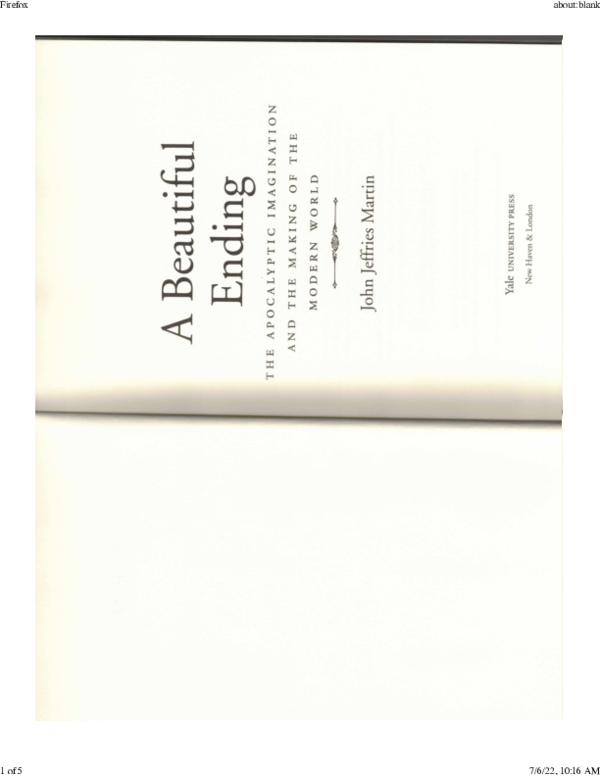 (PDF) A Beautiful Ending: The Apocalyptic Imagination and the Making of ...