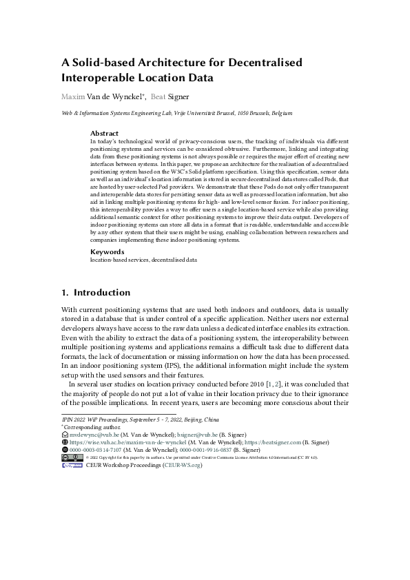 (PDF) A Solid-based Architecture for Decentralised Interoperable Location Data