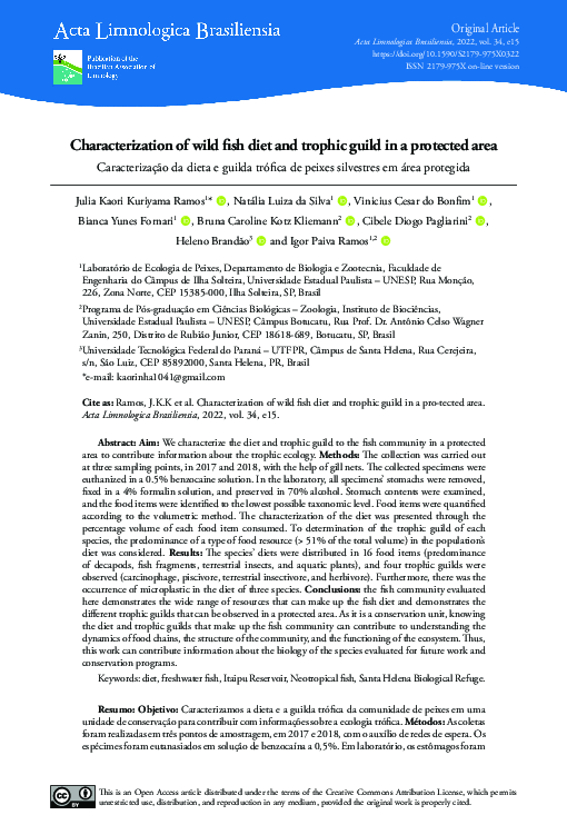 (PDF) Characterization of wild fish diet and trophic guild in a ...