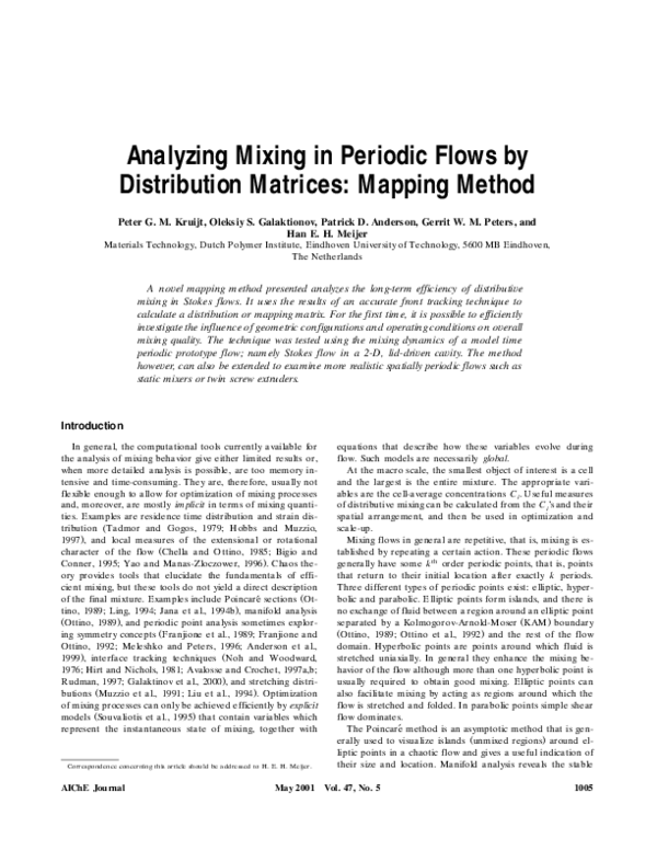 (PDF) Analyzing mixing in periodic flows by distribution matrices: Mapping method