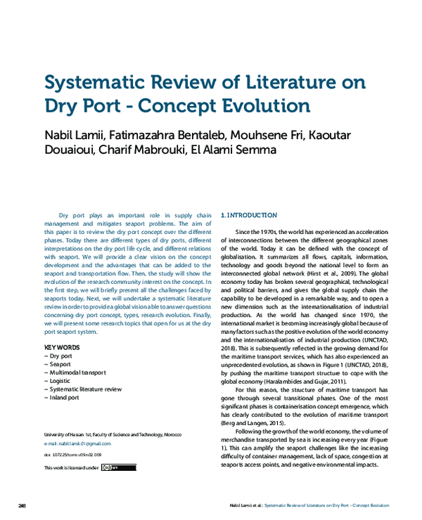 (PDF) Systematic Review of Literature on Dry Port Concept Evolution