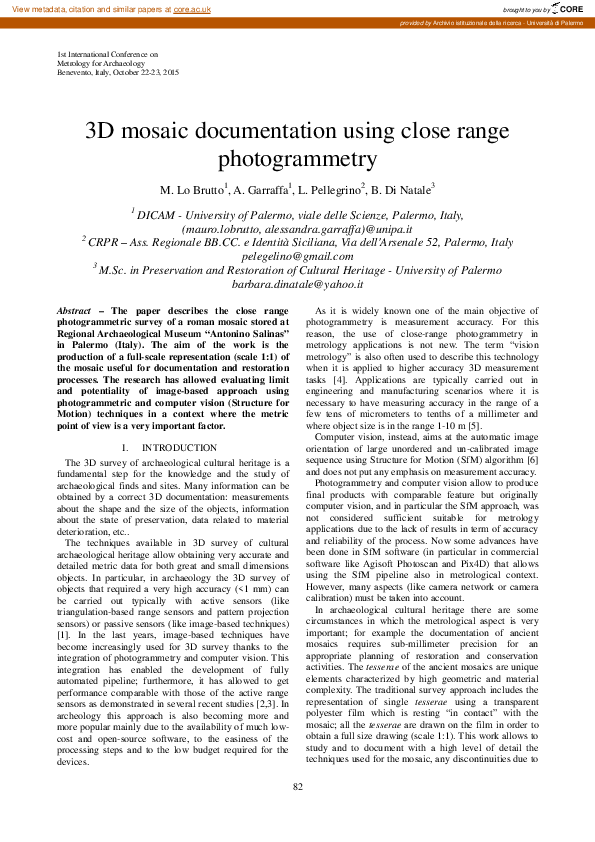 (PDF) 3 D mosaic documentation using close range photogrammetry