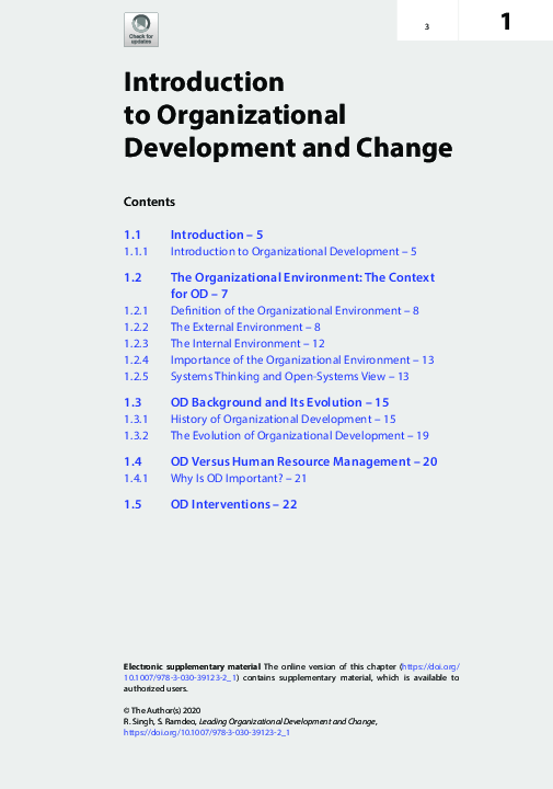 (PDF) Introduction to Organizational Development and Change