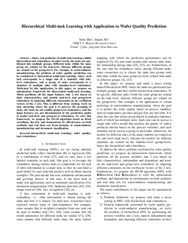(PDF) Hierarchical Multi-task Learning with Application to Wafer Quality Prediction