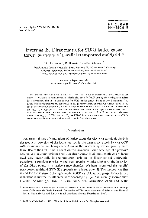 (PDF) Inverting the Dirac matrix for SU(2) lattice gauge theory by means of parallel transported ...