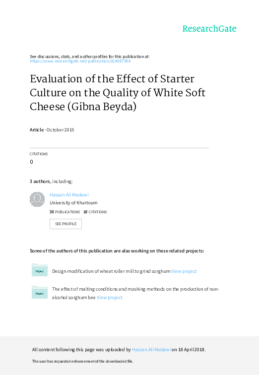 (PDF) Evaluation of the Effect of Starter Culture on the Quality of ...