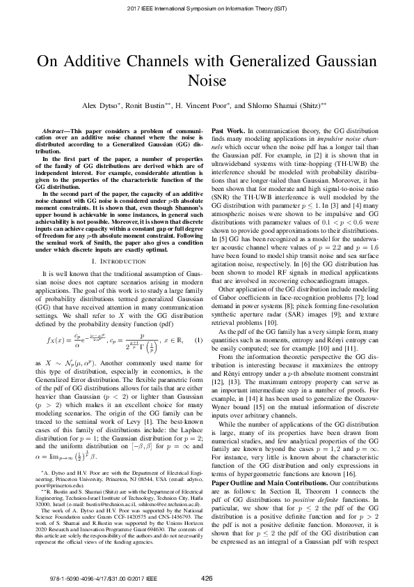 (PDF) On additive channels with generalized Gaussian noise