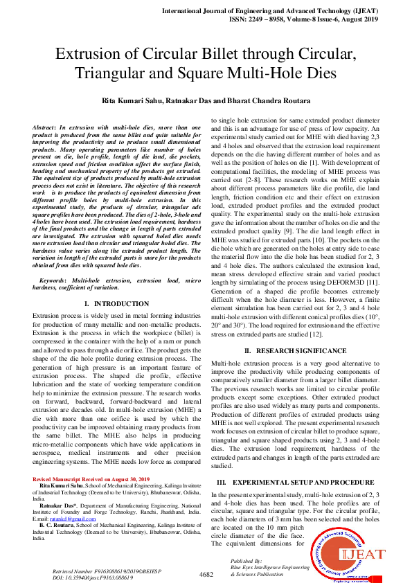 (PDF) Extrusion of Circular Billet through Circular, Triangular and ...