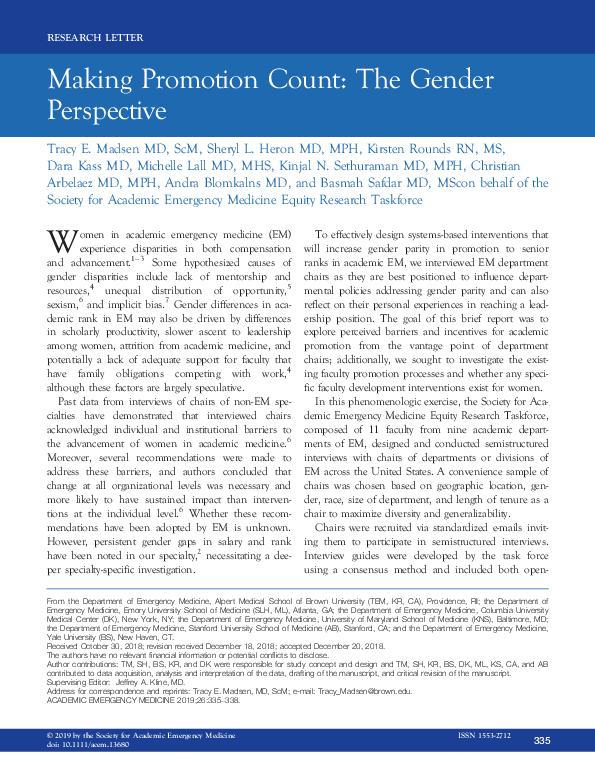 (PDF) Making Promotion Count: The Gender Perspective