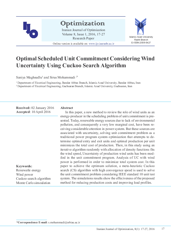 (PDF) Optimal scheduled unit commitment considering suitable power of ...