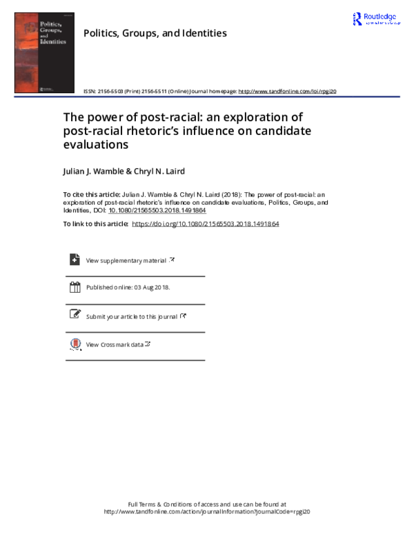 (PDF) The power of post-racial: an exploration of post-racial rhetoric ...