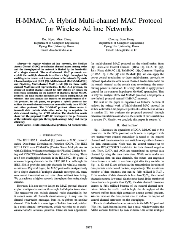 (PDF) H-MMAC: A hybrid multi-channel MAC protocol for wireless ad hoc networks