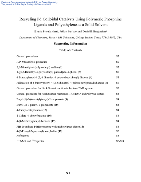 (PDF) Recycling Pd colloidal catalysts using polymeric phosphine ...