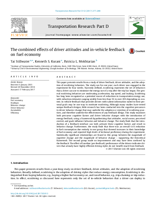 (PDF) The combined effects of driver attitudes and in-vehicle feedback ...