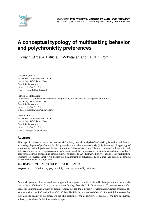 (PDF) A conceptual typology of multitasking behavior and polychronicity ...
