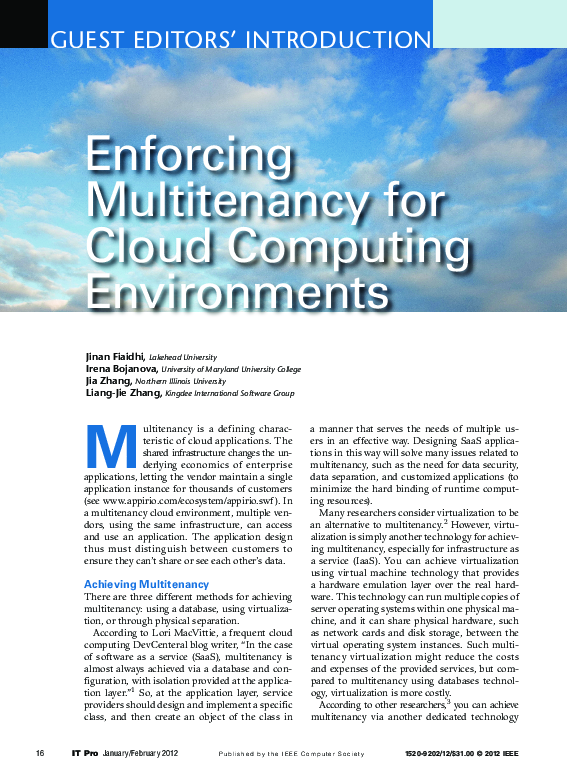 (PDF) Enforcing Multitenancy for Cloud Computing Environments