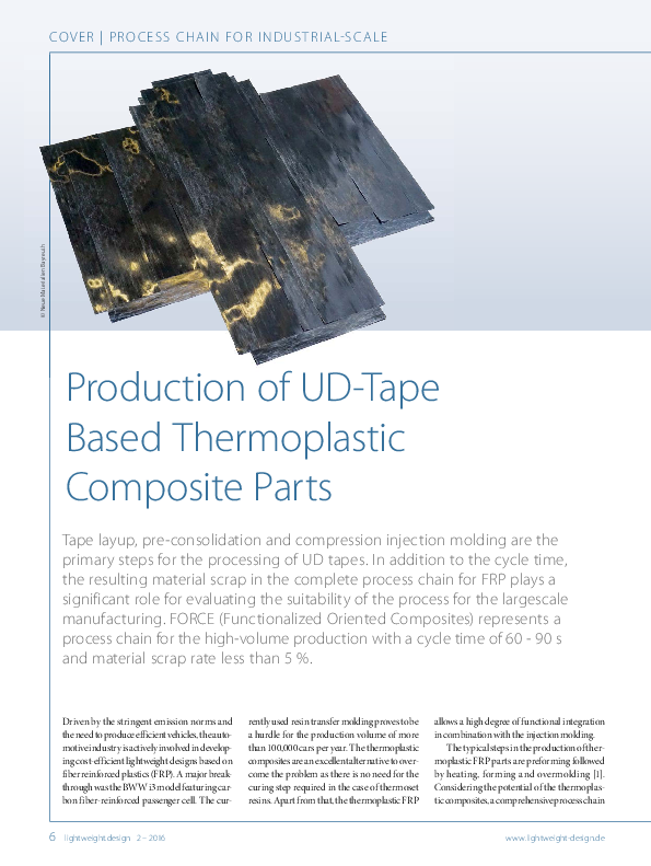 (PDF) Production of UD-Tape Based Thermoplastic Composite Parts