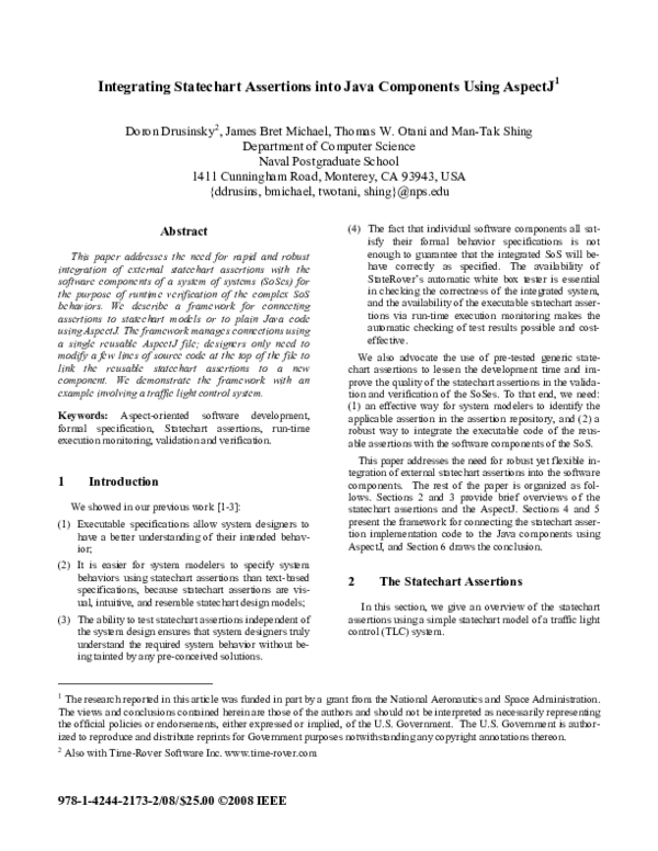 (PDF) Integrating statechart assertions into Java components using AspectJ