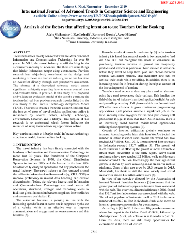 (PDF) Analysis of the factors that affecting Intention to use Tourism ...