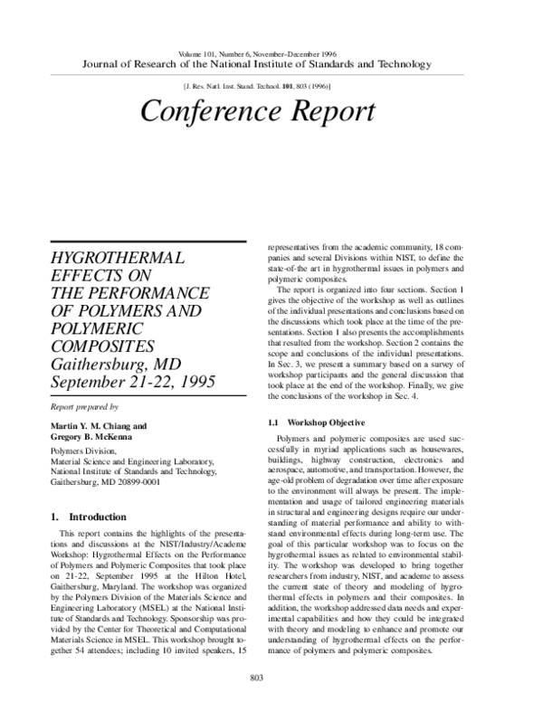 (PDF) Conference Report: Hygrothermal Effects on the Performance of ...