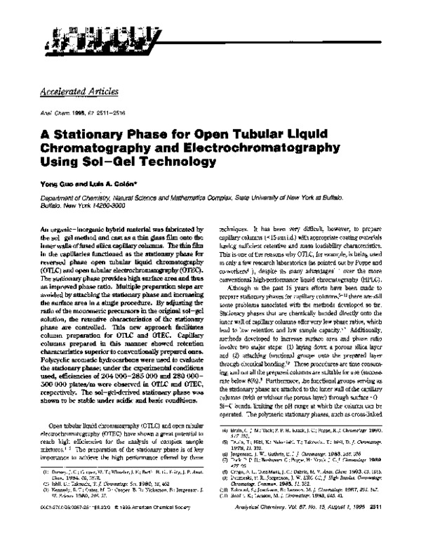 (PDF) A Stationary Phase for Open Tubular Liquid Chromatography and ...