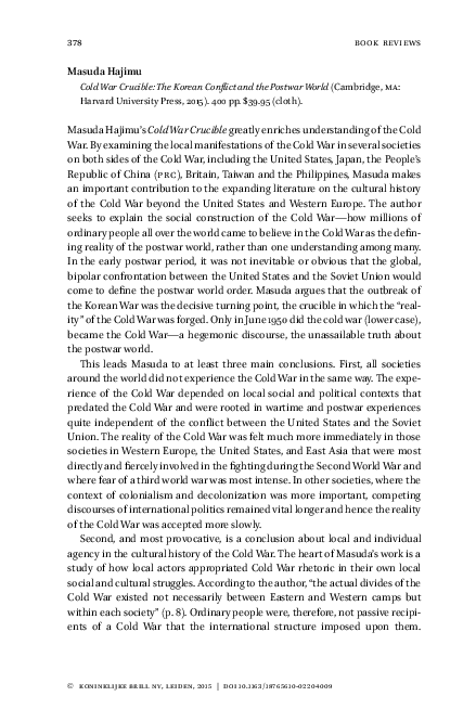 (PDF) Cold War Crucible: The Korean Conflict and the Postwar World ...