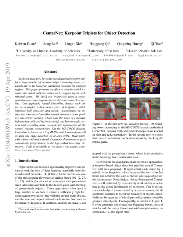 (PDF) CenterNet: Keypoint Triplets for Object Detection