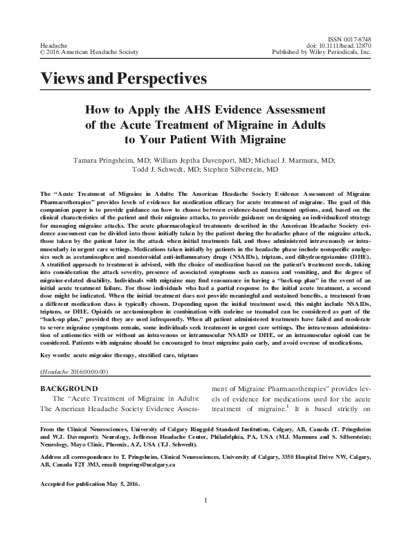 (PDF) How to Apply the AHS Evidence Assessment of the Acute Treatment ...