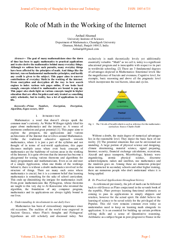 (PDF) Role of Math in the Working of the Internet