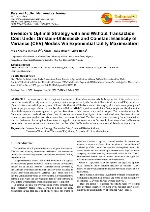 (PDF) Investor’s Optimal Strategy with and Without Transaction Cost Under Ornstein-Uhlenbeck and ...