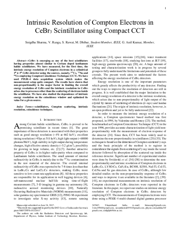 (PDF) Intrinsic Resolution of Compton Electrons in CeBr3 Scintillator ...
