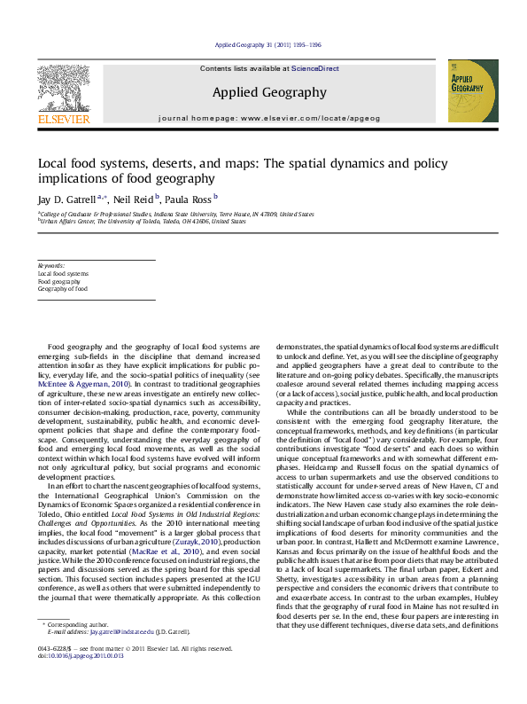(PDF) Local food systems, deserts, and maps: The spatial dynamics and ...