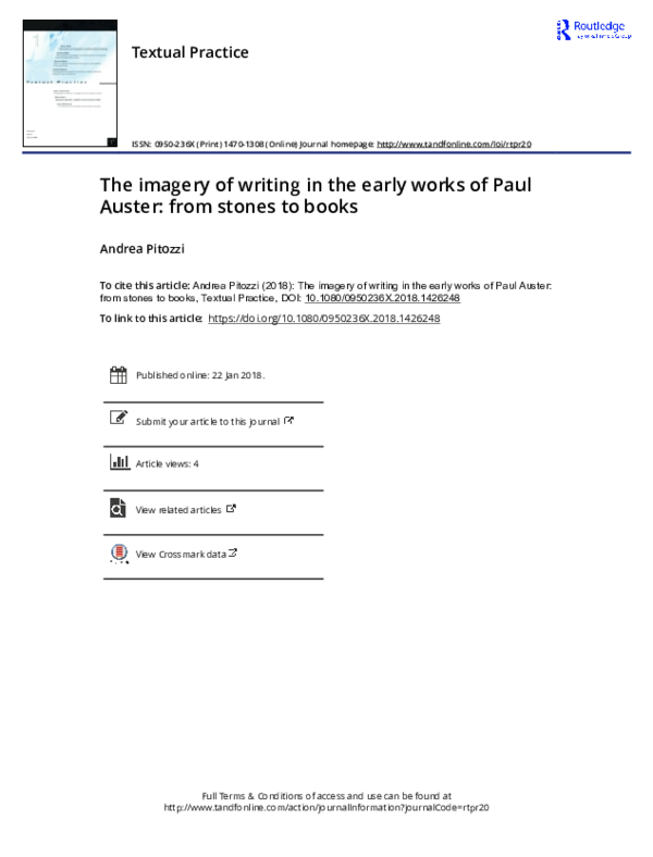 (PDF) The imagery of writing in the early works of Paul Auster: from ...