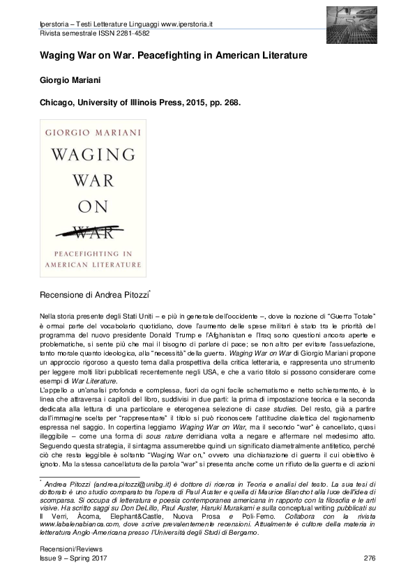 (PDF) Giorgio Mariani, Waging War on War