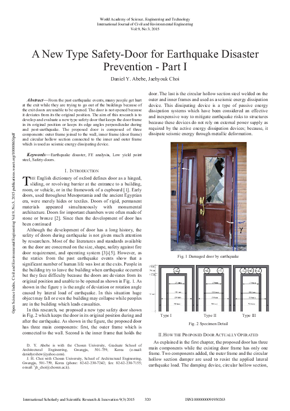 (PDF) A New Type Safety-Door For Earthquake Disaster Prevention - Part ...