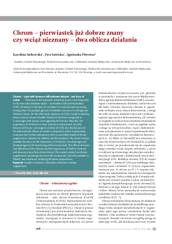 (PDF) Chrome – a just well-known or still unknown element – two faces ...