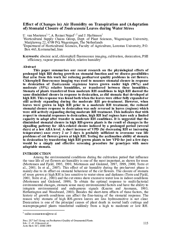 (PDF) Effect of (Changes In) Air Humidity on Transpiration and ...