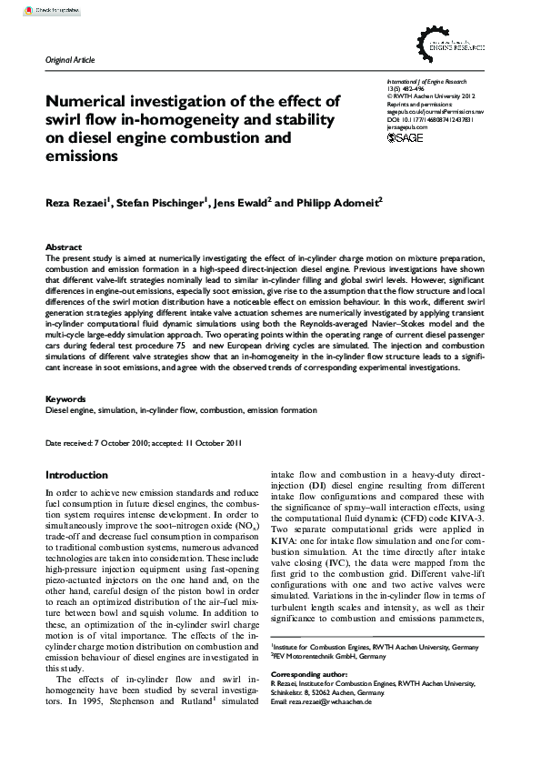 (PDF) Numerical investigation of the effect of swirl flow in ...