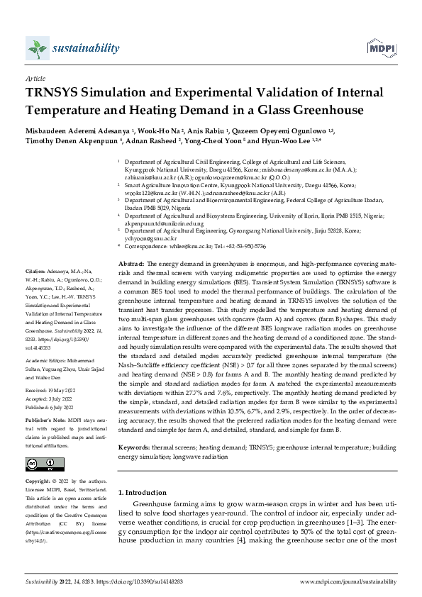 (PDF) TRNSYS Simulation and Experimental Validation of Internal Temperature and Heating Demand ...