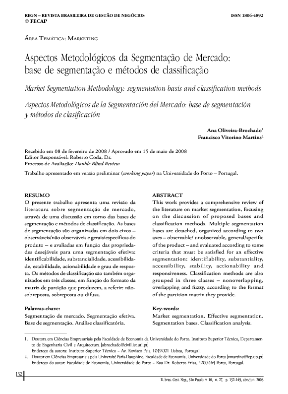 (PDF) Market Segmentation Methodology: segmentation basis and ...