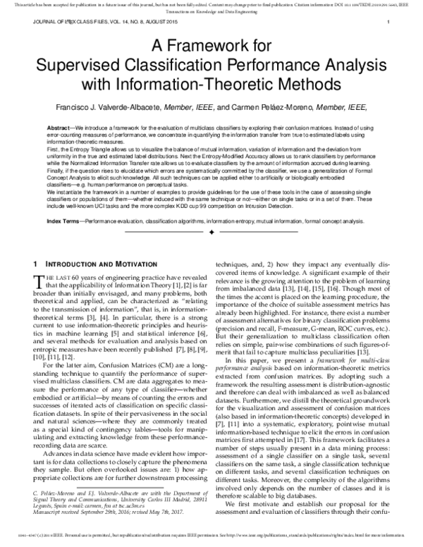 Pdf A Framework For Supervised Classification Performance Analysis With Information Theoretic