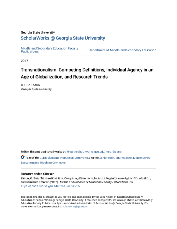 (PDF) Transnationalism: Competing Definitions, Individual Agency in an ...