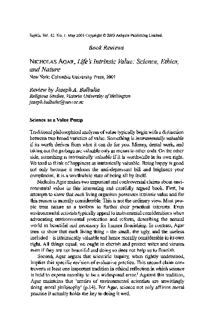 (PDF) Science as a Value Pump: Review of Nicholas Agar, Life's ...