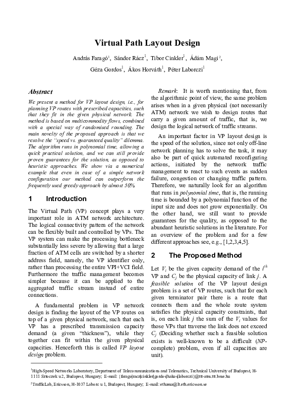 (PDF) Virtual Path Layout Design