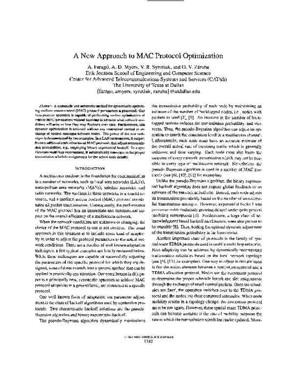 (PDF) A new approach to MAC protocol optimization