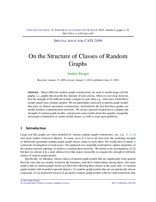 (PDF) On the Structure of Classes of Random Graphs